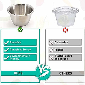 Meltset Salad Dressing Container To Go, 2.5oz Condiment Containers with Lids Reusable Small Sauce Cups for Bento Lunch Box Stainless Steel Leakproof Food Storage Containers (6 Pack, 6 Colors)