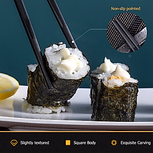 HuaLan Fiberglass Chopsticks Set, Dishwasher Safe Chopsticks, Non-slip Design Chop Sticks, Reusable Japanese Style Chopstick, 9 1/2 Inches 5 Pairs, Silver, Gift Set