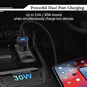 USB C Fast Car Charger,30W 3.0 PD Type C Car Adapter 2 Port USB C Car Plug Compatible for iPhone 14/13/12 Pro Max/11 Pro Max/SE/X/XR/8/7/6 Plus,Samsung Galaxy S23 S22 S21 S20 S10 Plus,Google Pixel 7 6