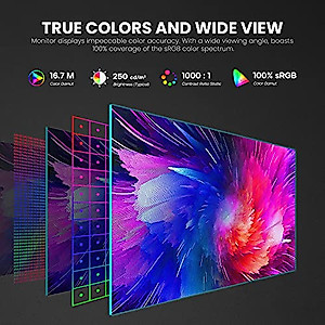 CRUA 27 inch Monitor, 1440P QHD IPS Computer Monitor, 60HZ 100% sRGB, with freesync, Low Motion Blur, Eye Care, HDMI, Dp Port-Support VESA-Black