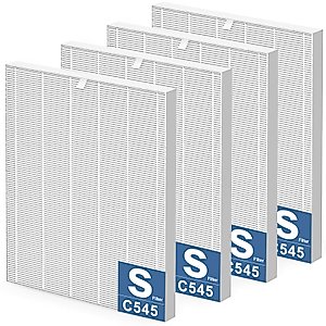 4 Pack C545 True HEPA Replacement Filter S Compatible with Winix C545 Air Purifier, Replaces Part 1712-0096-00 and 2522-0058-00, H13 True HEPA Filter Only