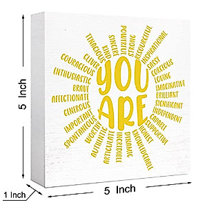 Inspirational Wood Box Sign You Are Sun Wooden Block Signs Motivational Quote Desk Décor for Home Office Bedroom Table Décor