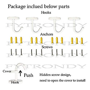 FYTRONDY White Edition Stainless Steel Screws Mount Ceiling Hooks, Coat Hanger (2 INCH, 4 Pack)