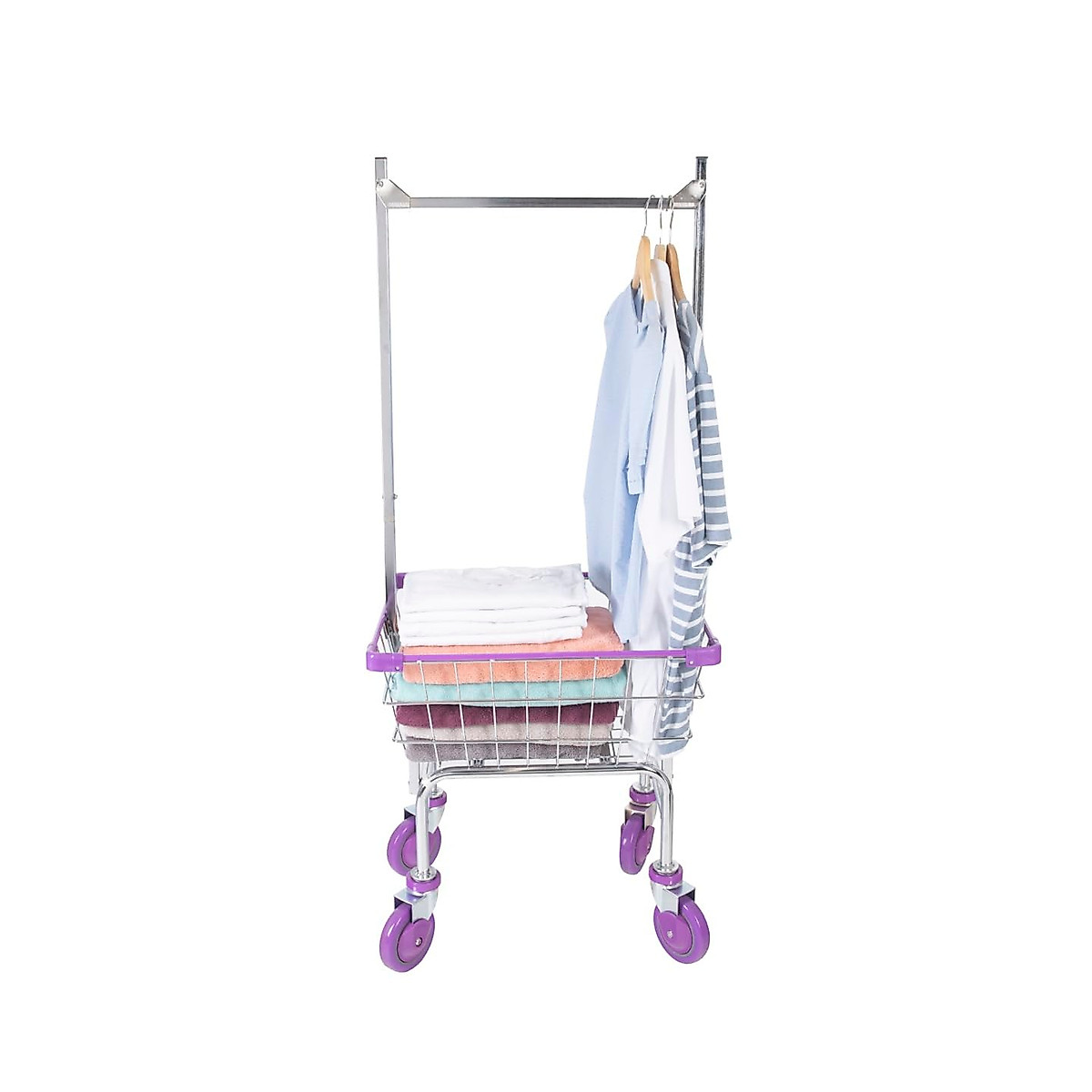 CHAMIN 1.5BU Chrome Coated CART for House and Commercial (Lavender Color) (Chrome, 1.5 Bushel)