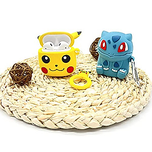 SGCOOG Cute 3D Cartoon Case for AirPods 1/2 (2016/2019 Release) Shockproof Protective Skin Accessories Silicone Cases Cover for AirPods 1&2 (Pika-Yellow-Chu)