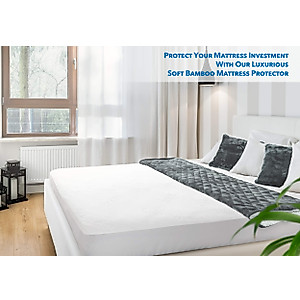 PlushDeluxe Premium Bamboo Mattress Protector – Waterproof, & Ultra Soft Breathable Bed Mattress Cover for Comfort & Protection - (King Size)