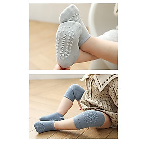 Unisex Toddler Non Slip Knee Pads and Socks Sets for Baby Boy Girls' Crawling Learn to Walk 6-15 Months