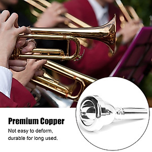 Trombone Mouthpiece, Brass Material 5G Trombone Mouthpiece Trumpet Mouthpiece for Tenor Trombones(Silver 12.7mm)
