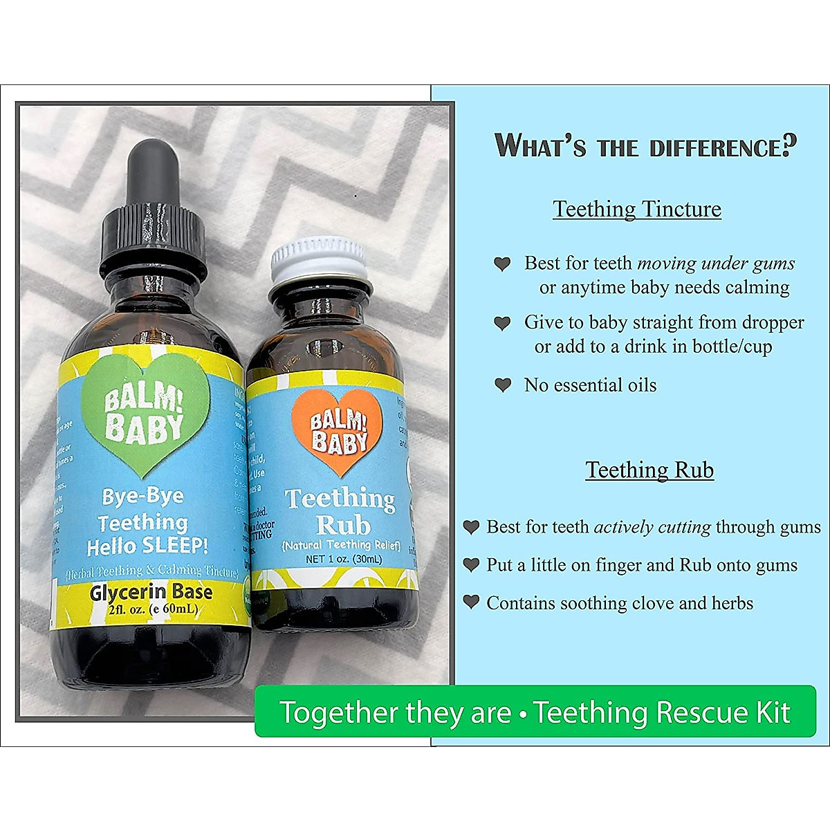 BALM! Baby Teething Oil Rub - Baby Teething Relief - Vegan, All Natural & Organic Teething Aid with Chamomile & Clove - Gentle, Safe & Effective - 1 oz Glass Bottle - Plastic Free