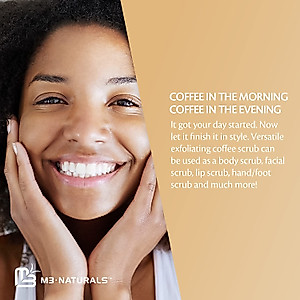 Arabica Coffee Foot and Hand Scrub with Collagen & Stem Cell Exfoliating Body Scrubber & Face Cleanser Fight Skin Care Appearance Cellulite Fine Line Stretch Mark by M3 Naturals (1 Pack)