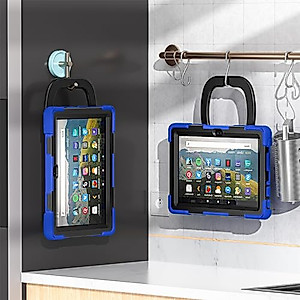Tablet Case Cover Shockproof Rugged TPU Case Compatible with Kindle Fire HD 8 Tablet and Fire HD 8 Plus Tablet (12th Generation, 2022 Release), Shoulder Strap with Rotating Handle