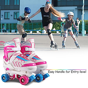 Hikole Roller Skates for Boys Girls Ages 6-12,Kids Rollerskates for Beginner Toldder with 4 Size Adjust,PVE Wheel,Triple Lock and Breathable Mesh Size M (2-5)