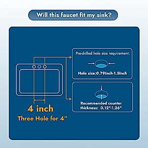 Cinwiny Matte Black 4 inch centerset Bathroom Faucet Two Handle Vanity Faucet Swivel Spout 360 Degree Deck Mounted Mixer Tap with Pop-up Stopper Water Supply Hoses