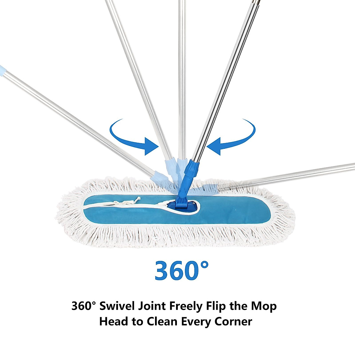 16" Commercial Dust Mop, MEIBEI Dust Floor Mop with Cotton mop Head, Dust Mop for Hardwood Floors with Long Handle, Industrial Dust Mop for Factory, Shopping Mall, Garage, Company, Hotel (16*5 inch)