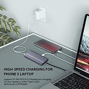 JMT Aluminum Alloy 7-in-1/5IN1 USB-C Type-C HUB to HDMI RJ45 Multi USB 3.0 Power Adapter for Docking Station (5 in 1)