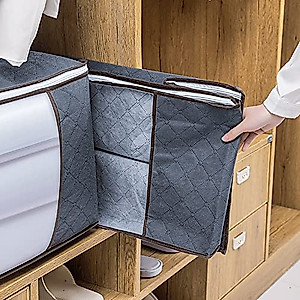 12 Pcs Jumbo Clothes Storage Bin, 84L Large Capacity Clothes Storage Bags, Giant Foldable Blanket Organizer Containers with Reinforced Handle Waterproof Clear Window for Closet Clothes Organizing