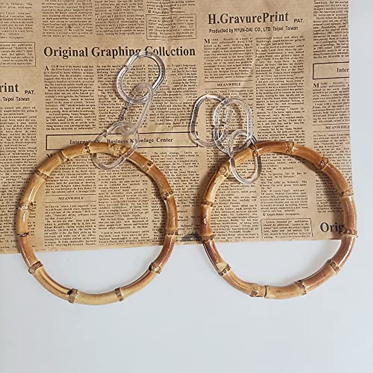 2-Pack Handmade Bamboo Ring Scarf Hangers for Closet ,Belt Scarf Tie Organizer Holder