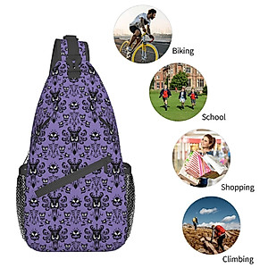 Haunted Mansion Sling Bag Crossbody Travel Hiking Backpack Daypack for Women Men Unisex，Shoulder Chest Bags Cycling Gym
