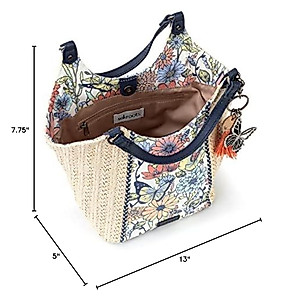 Sakroots Roma Straw Small Shopper, Multi in Bloom