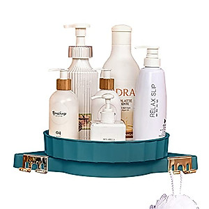 Creamoon 1 PCS Corner Shower Box Shelf,Wall-Mounted Aluminum Glue Shower Shelf,Toilet,Shampoo,Storage Shelf for Bathroom and Kitchen,No Drilling(Green) Y7TK19D047162JS