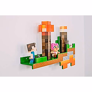 Minecraft Overworld Wall Shelf, Wall Decor | 2 Feet Long | Holds 15 Pounds