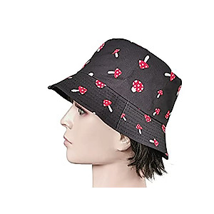 Mushroom Bucket Hat Packable Unisex Fisherman Cap Summer Travel Beach Sun Hat for Teen Girls Women