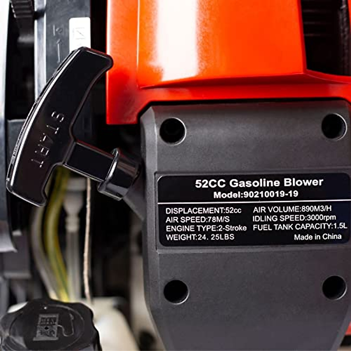 Voohek Backpack Leaf Blower Gas-Powered, 52cc 2-Cycle Engine, Gasoline Blower, 530CFM, 248MPH, Red