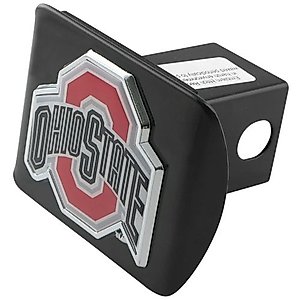Ohio State University Buckeyes"Black with Color"O" Emblem" Metal Trailer Hitch Cover Fits 2 Inch Auto Car Truck Receiver with NCAA College Sports Logo