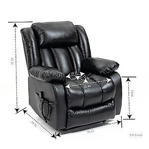 Electric Power Lift Chairs Recliner,Genuine Leather Upholstered Reclining Lifting Chair,Heated Vibration Massage Sofa Armchair, Dual Motor Infinite Position Lounge Couch w/Side Pockets and USB Ports