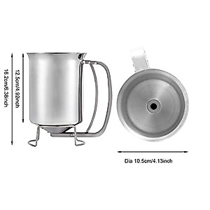 GEETEST 800ml Stainless Steel Pancake Batter Dispenser - Great for Baking,Cupcakes,Muffins-Cooking Crepes,Waffles- Easyflow Spout -Measuring Gauge in Mls and cups