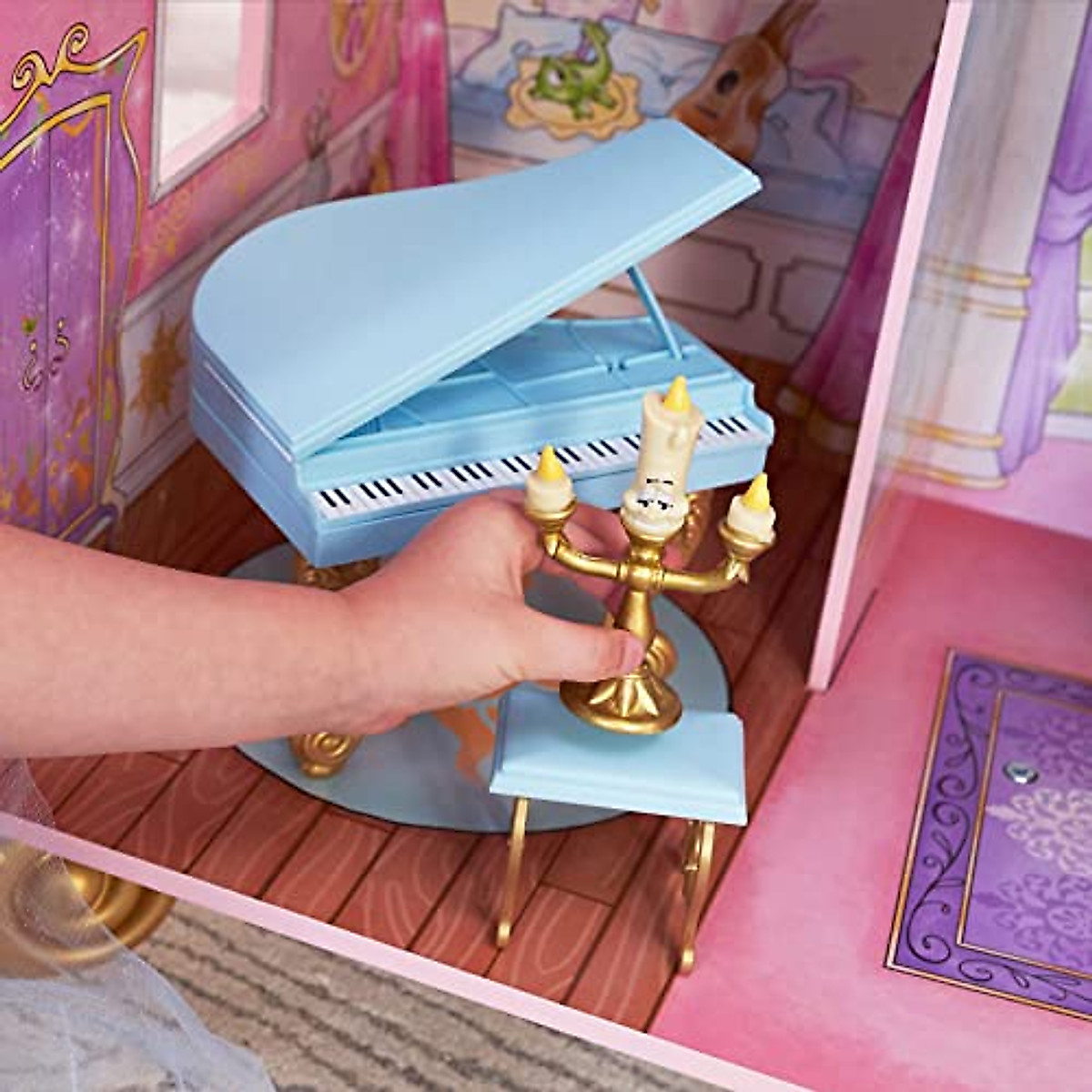 KidKraft Disney Princess Dance & Dream Wooden Dollhouse, Over 4-Feet Tall, Includes Sounds, Spinning Dance Floor and 20 Play Pieces, Gift for Ages 3
