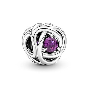 Pandora February Purple Eternity Circle Charm Bracelet Charm Moments Bracelets - Stunning Women's Jewelry - Gift for Women - Made with Sterling Silver & Man-Made Crystal, No Gift Box