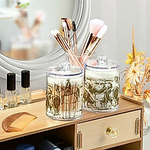 Kigai 2PCS Glass Qtip Holder,Cow Boys Apothecary Jars Bathroom Accessories Bathroom Canisters Organizer Countertop Q Tip Holder