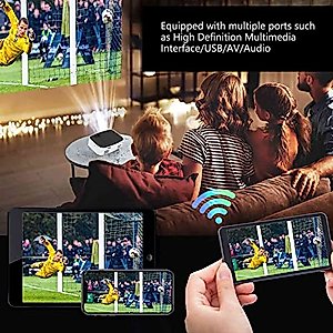 Mini Projector, HD 1080P WiFi Projector Portable Movie Projector Smart with Adapter, Remote Control, User Manual Support Phone Computer USB AV Audio Home Theater Projector for Gaming and Movies(#2)