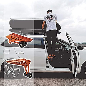 COWVIE Foldable Car Door Step Stand Pedal - Access to Vehicle's Top Roof Both Feet Stand Pedal Ladder for Most SUV Truck Jeep Orange