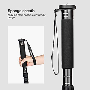 Koolehaoda 6-Section Monopod Compact Portable Photography Aluminum Alloy Unipod Stick, Max. Load 10kg / 22lbs, Folding Size is only 15-inch (K-266 Black)