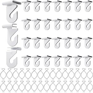 Suwimut 60 Pack Drop Ceiling Hooks for Hanging, White Heavy Duty Ceiling Hooks for Home Office Classroom Wedding Decorations, Metal T-Bar Clips for Suspended Drop Ceiling Tiles