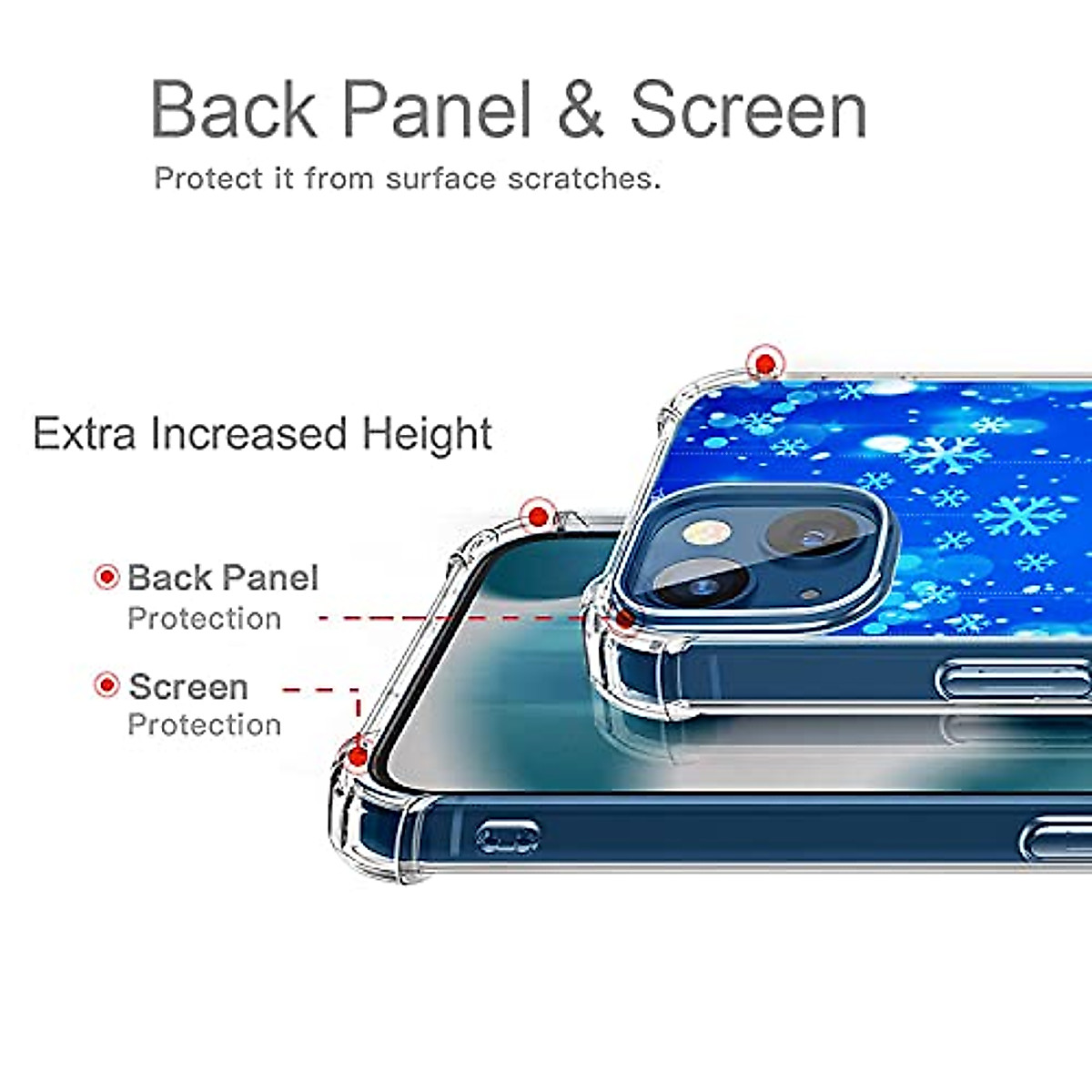 Christmas Case for iPhone 13 Mini,Gifun Hard PC+TPU Bumper Clear Protective Case Compatible with iPhone 13 Mini 5.4" 2021 - Christmas Tree and Snowman