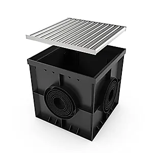 Vodaland - 16x16 Inch Catch Basin. PPE Plastic with 100% Stainless Steel - ADA/Heel Proof Grate and Sediment Basket Included.