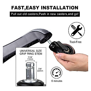 Casters Swivel casters Heavy Duty 5pcs Office Chair Casters Hard Floor Casters Wheels for Swivel Chair Wheel for Office Desk Chair casters Workbench