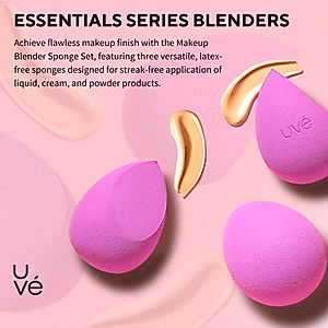 Helio Makeup Blender Sponge, Streak Free Application of Liquid, Powder & Cream Foundation, Professional Complexion Blending Tool, Cruelty Free, Vegan, Latex Free