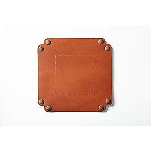 USA Made Premium Leather Valet Tray, Folds Flat! Little Buddy Dice Rolling Basket and Organizer With Brass Snaps - Reinforced Felt Bottom - For Keys, Jewelry, Coin, EDC, Watch Storage Caddy - Chestnut