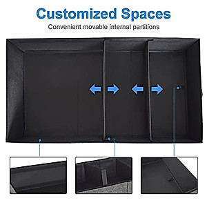homyfort Under Bed Storage Containers Bins with Lids, Foldable Stackable Underbed Storage Boxes Organizer with 2 stury handles for Clothing, Blankets, Sweaters,sheets, Black, set of 2