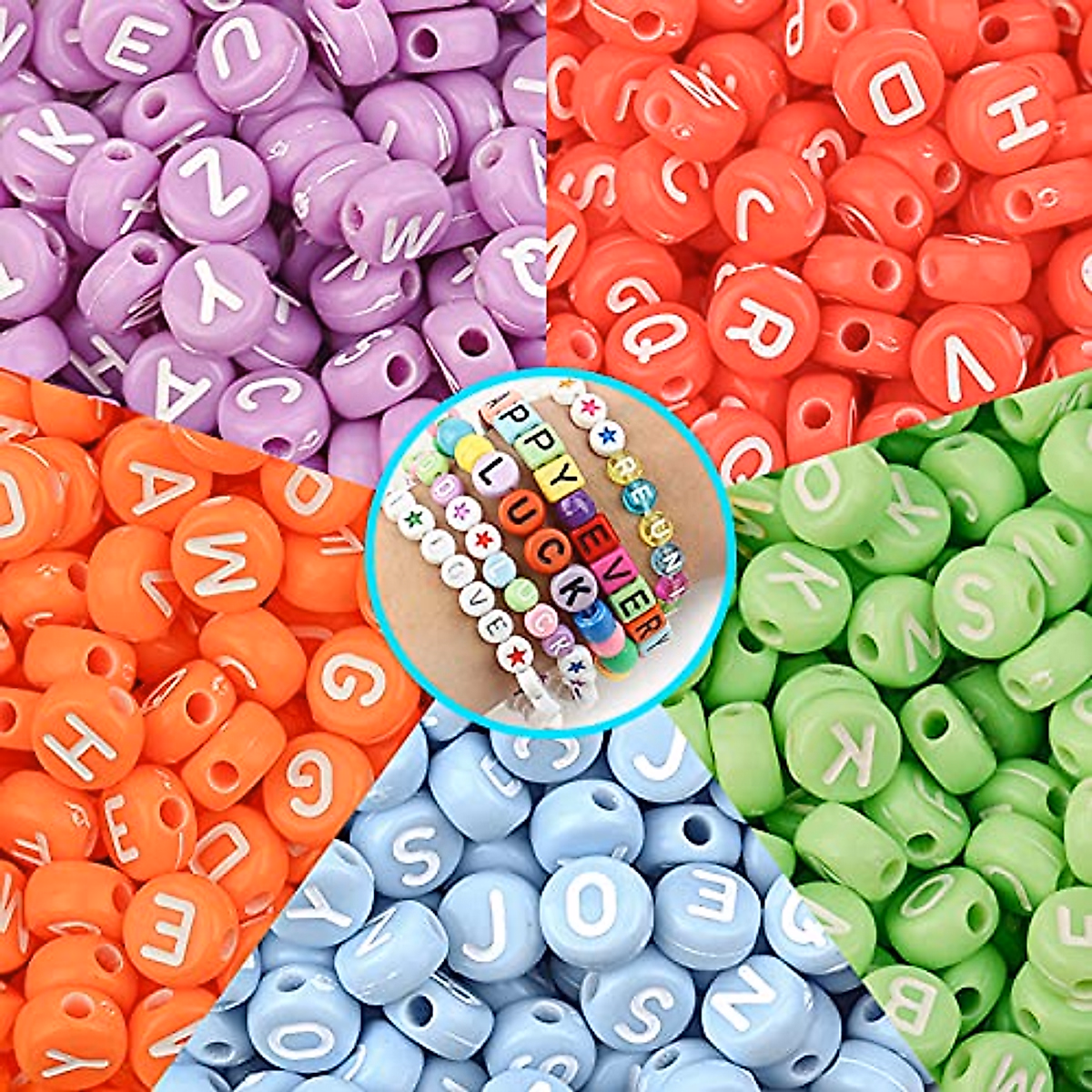 Acrylic Letter Beads Kit for Jewelry Making,Acrylic Round Letter Beads for Bracelets and Jewelry Making in Multiple Color Available (C)