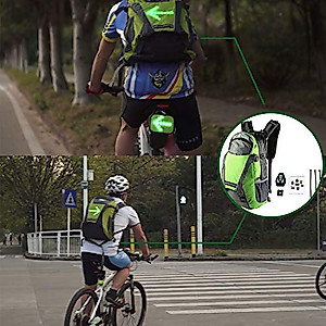 LED Reflective USB Rechargeable Backpack with Signal Light, Outdoor Sport Safety Bag with 4 Mode Direction Indicator and Remote Control for Cycling, Running, Walking, Jogging, 18L