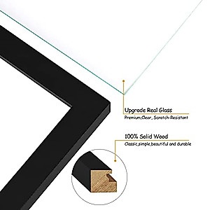 Tamolus 4x6 Double Horizontal Hinged Picture Frame Folding Photo Frame in Black Pine Wood with Real Glass for Tabletop P-HEI-2H46