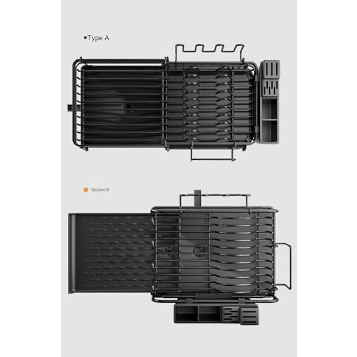 Taqargzy Dish Drying Rack Large Dish Drying Rack with Drainboard Set, Extendable Dish Rack, Utensil Holder, Cup Holder, Expandable Dish Drainer for Kitchen CounterCup Holder,(Black1)