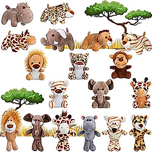 18 Pieces Small Stuffed Animals Mini Jungle Animal Plush Toys Stuffed Animals Set in 4.8 Inch Cute Small Plush for Animal Themed Parties Teacher Student Award (Stylish Style)