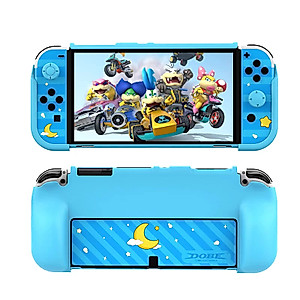 Switch OLED Blue Case, Switch OLED Accessories Kit Include Switch OLED Protective Case, Switch OLED Game Case and Switch OLED Thumb Grips - Blue