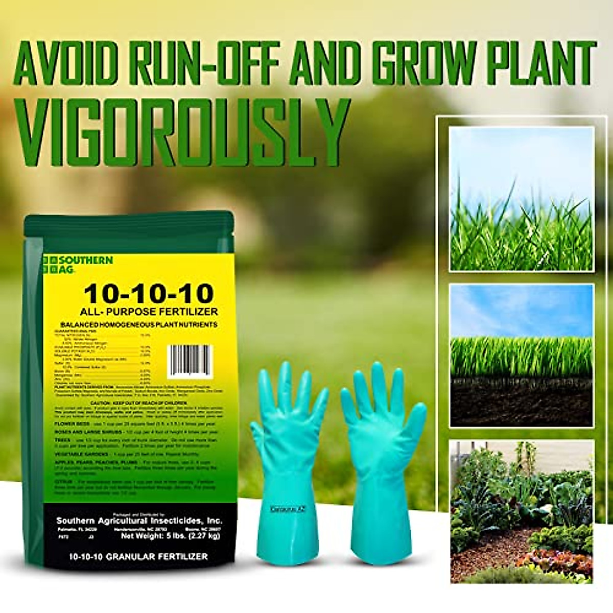 Southern Ag Fertilizer 10-10-10 - All-purpose Granular Fertilizer - organic fertilizer – Fertilizer for vegetable garden & Flowerbed Roses & Large Shrubs and Fruit Trees- Available with Premium Quality Centaurus AZ Gloves-5LB